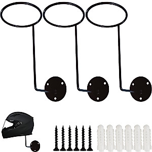 TIHOOD 3PCS Helmet Hanger Helmet Holder Rack Wall Mounted Hook for Coats, Hats, Caps, Motorcycle Accessories(Black)