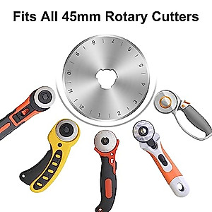 10 Pack Rotary Cutter Blades 45mm Wheel Cutter Blades by SSPONT, compatible with OLFA,DAFA,Truecut etc. Quilting Scrapbooking Sewing Arts Crafts, Sharp and Durable