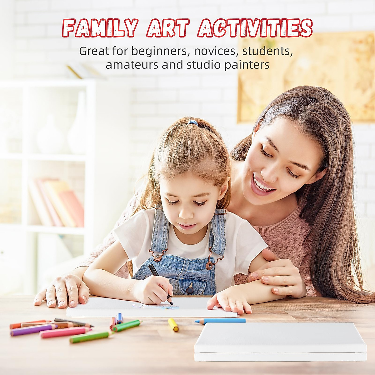 Simetufy 15 Sets Stretched Canvas for Painting, Multi Pack 4"x4", 5"x7", 8"x10", 9"x12", 11"x14", Pre-Primed Canvases Wood Framed Canvas Boards for Oil Acrylic Paint, Acid-Free for Kids &Artists