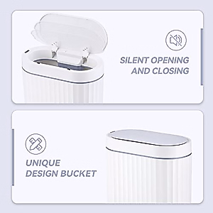 ELPHECO Bathroom Motion Sensor Trash can 8 Litre Automatic Garbage Can, 2 Gallon Slim Plastic Smart Trash Can with Lid, Waterproof Intelligent Trash Bin for Bedroom, Bathroom, Kitchen, Office