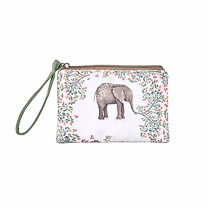 Rantanto Small Cute Cash Coin Purse, Canvas Change Purse, Kawaii Coin Pouch With Handle Christmas Gift For Women Teenager Girls (BG0001 Flower Elephant)