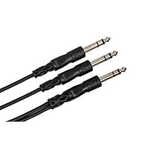 Hosa CYS-103 Y Cable, 1/4 in TRS to Dual 1/4 in TRS, 3 ft