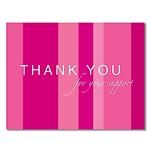 Two Poodle Press 20 Card Variety Pack - Breast Cancer Support Modern Pink Ribbon Thank You Cards in 4 Designs, Printed on 100% Recycled Stock - For Charity Events, Runs, Walks and 3-Day