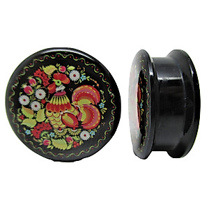 Pierced Republic Rooster Ear Plugs - Acrylic Screw-On - 10 Sizes - Pair (11/16" (18mm))