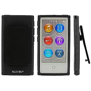 iPod Black Belt Clip TPU Rubber Skin Case Cover for Apple iPod Nano 7th Generation 7G 7