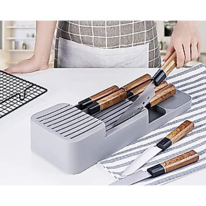 QTMY Drawer Knife Organizer Insert for Kitchen In-Drawer Knives Block Silverware Drawer Storage Box