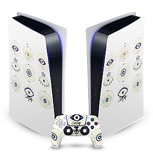 Head Case Designs Officially Licensed Cat Coquillette Blue Gold Art Mix Vinyl Faceplate Gaming Skin Decal Compatible With Sony PlayStation 5 PS5 Digital Edition Console and DualSense Controller
