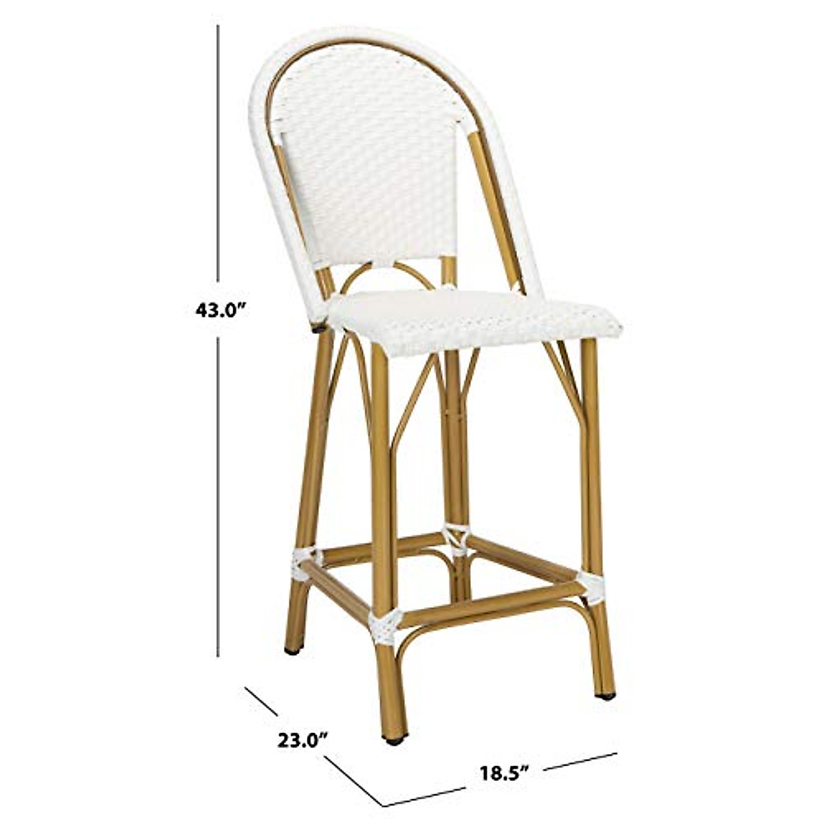 SAFAVIEH PAT4019A Collection Gresley Navy and White Indoor/Outdoor Stacking French Bistro Counter Stool