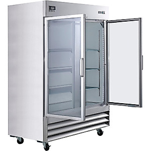 Nexel Reach In Freezer, 2 Glass Doors, 47 Cu. Ft.