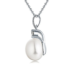 JO WISDOM 925 Sterling Silver Freshwater Cultured Pearl Pendant Necklace Jewelry for Women