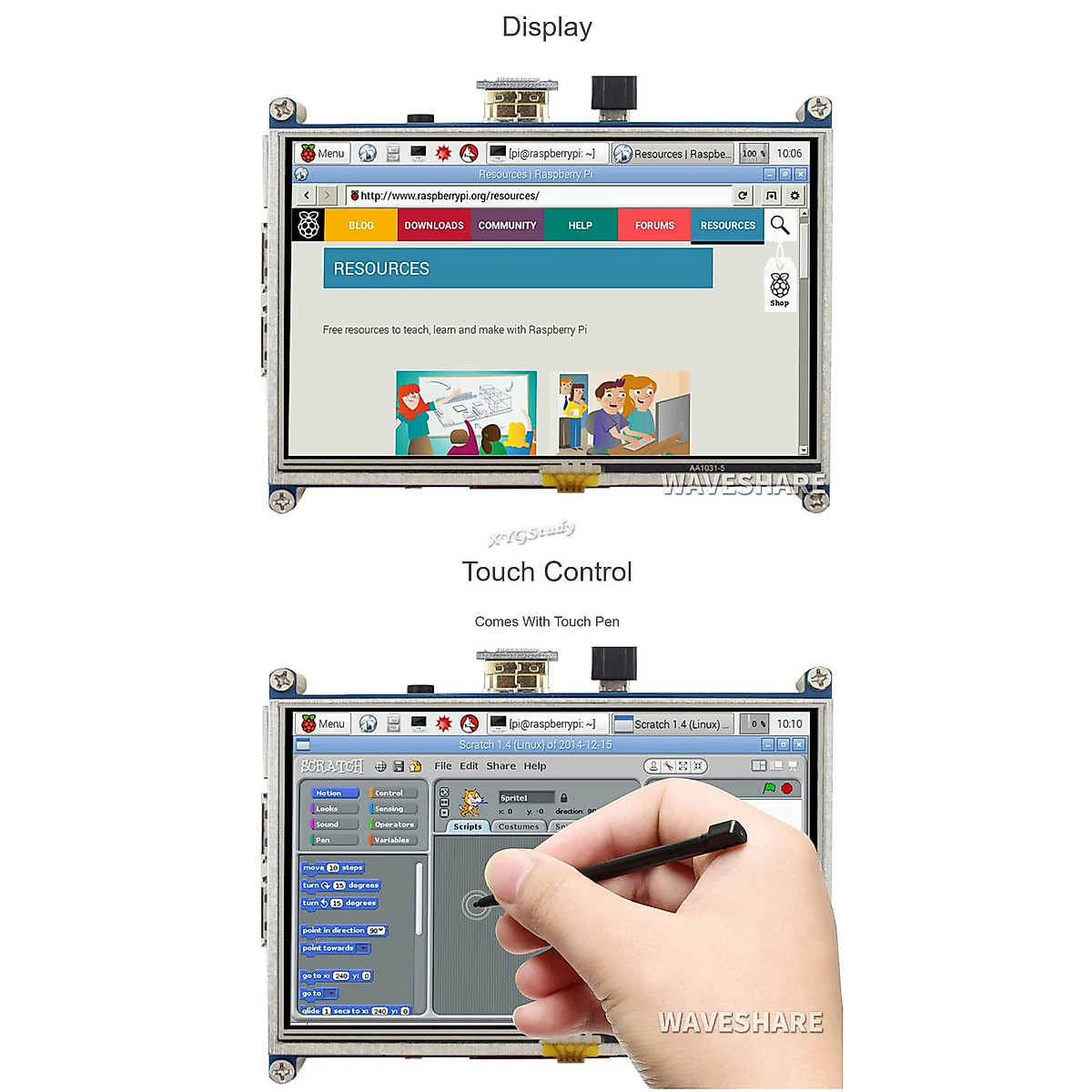 5 inch 800480 Resistive Touch Screen HDMI interface Raspbian LCD compatible with Raspberry Pi (Pi 2 3) Model B B+ A+ Video Photo Display System Module @XYGStudy