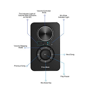 Vaydeer Multimedia Controller Knob with Mic-Mute Function and Safe Volume Range Setting, USB C Port Audio Adjuster Volume Controller Compatible with Win 7/8/10/11 and Mac OS.