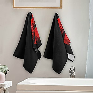 SWADAZA Red Lips and a Kiss with Love Valentine's Day Towels - Polyester Cotton, Ultra Soft and Highly Absorbent, Exrta Large Hand Towels 28 x 14 inches, Hotel Spa Yoga Hand Towels (2-Pack)