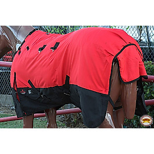 HILASON 600D Winter Waterproof Poly Horse Blanket Belly Wrap Red | Horse Sheet | Horse Turnout Sheet | Horse Sheets for Winter | Waterproof Turnout Sheets for Horses