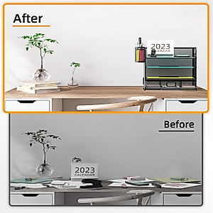 Daltack Paper Tray Mesh Desk Organizer with Vertical File Holder Office Organization with Drawer File Holder Desk File Organizer