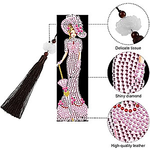 Beautiful Lady Bookmark Diamond Painting Kit for Adult, LXTONG 5D DIY Diamond Painting Bookmark, Special Shaped Crystal Drill Bookmark Paint with Diamonds for Students Graduation Gift