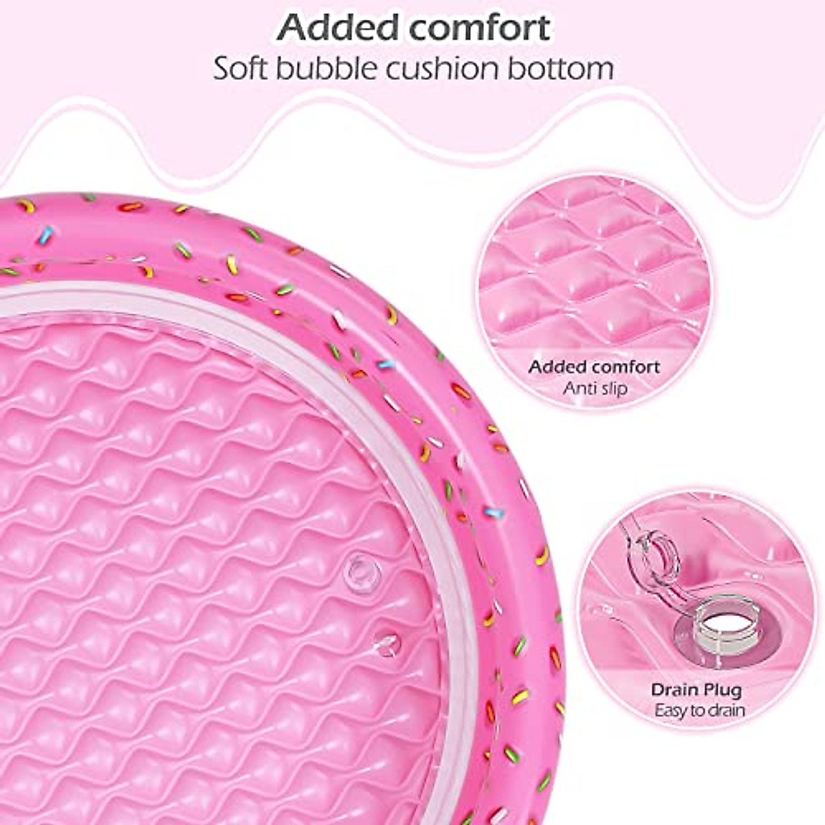 Jasonwell Inflatable Baby Kiddie Pool - Kids Paddling Pool Toddler Baby Swimming Pool Blow Up Ball Pit Pool Blow Up Infant Wading Pool for Backyard (48in Donuts)