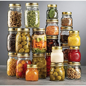 Bormioli Rocco Quattro Stagioni Set of 6 Clear Airtight Mason Jars, 17 Oz. Made from Food Safe Durable Glass, Made in Italy.