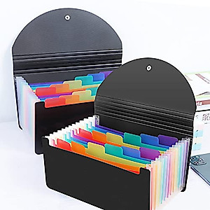 CASAON A6 Black Plastic File Folder with 13 Pockets for Storage and Organization