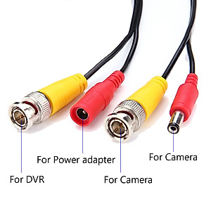 4-Pack 125ft Black Pre-Made All-in-One BNC Male to Male Video and Power Cable with RCA Connector for CCTV Camera DVR Security System, Black