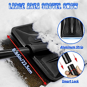 Snow Shovel for Car Driveway, 2024 New Upgrade Snow Shovels for Snow Removal, Lightweight Portable Adjustable Large Capacity Shovel Perfect for Garden, Camping, Snowman Playing and Emergency(Black)
