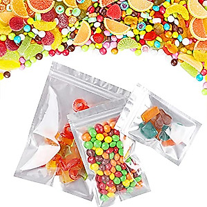 100 Pack Smell Proof Bags 3 x 4 Inch Resealable Mylar Bags Foil Pouch Flat Bag with Clear Window White