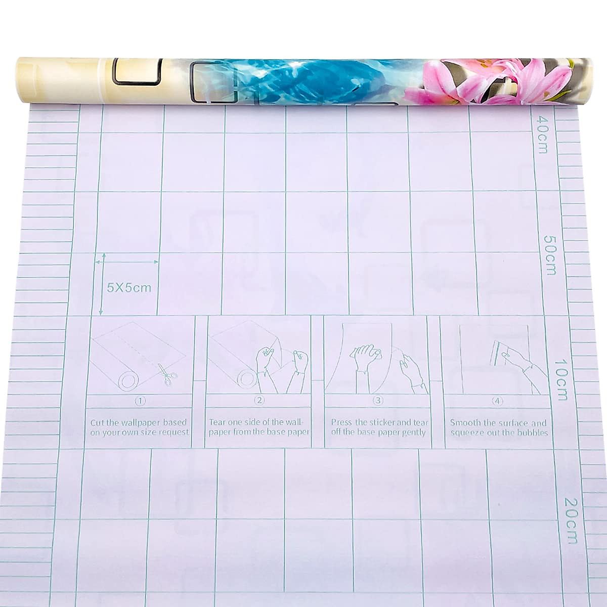 Yifasy Yellow Cabinet Liner Self-Adhesive Shelf Drawer Paper Dolphin Lily Flower Decor Furniture Storage Tower Unit Accent Table 118x17.7 Inch