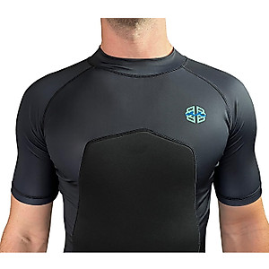 RIBBY SPF 50+ 5mm Padded Rash Guard for Surfing, Boogie, Scuba Black