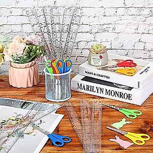 60 Pcs School Supplies Bulk Includes 30 Pcs Safety Blunt Tip Student Scissors for Kids 30 Pcs 12 Inch Plastic Rulers Back to School Supply for Student Classroom Office (Clear)