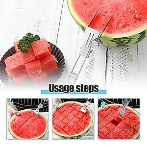 Foldable 2 In 1 Stainless Steel Fruit Cutter, 2024 Upgrated Watermelon Windmill Cutter Slicer Tool for Melon Cube, Multifunctional Fruit Fork Watermelon Cutter Knife for Kitchen Gadgets (2)