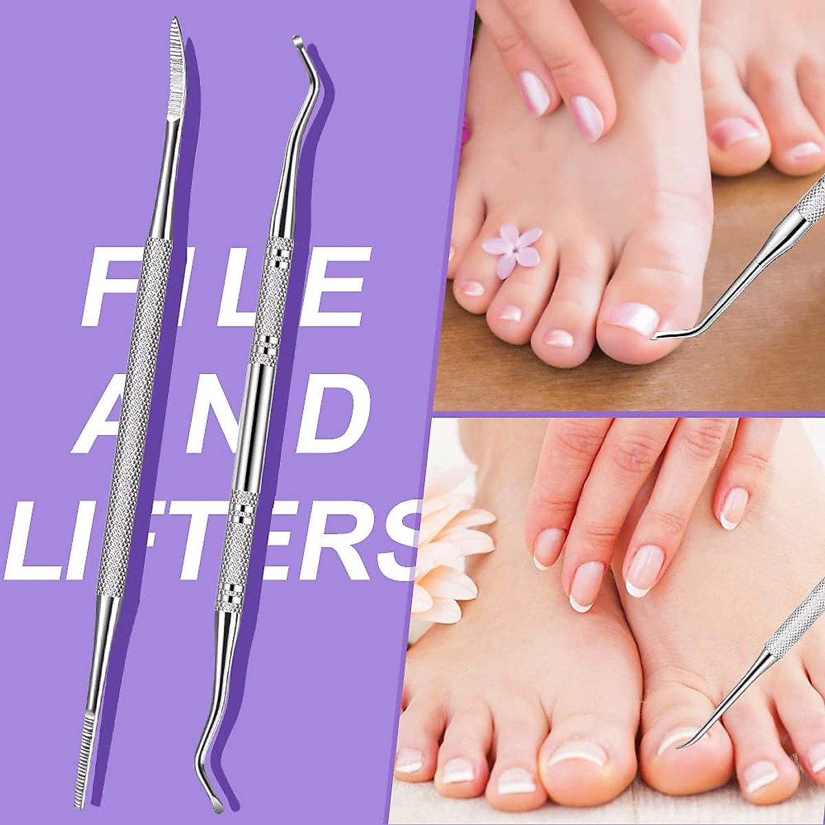 TsMADDTs 13PCS Manicure and Pedicure Tools Kit, Nail Files and Buffers Block, Polish Buffer, Cuticle Nippers, Cuticle Pusher and Peeler, File and Lifters for Toenails
