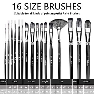 VIKEWE Acrylic Paint Set, 44 Piece Professional Painting Set, Includes 24 Acrylic Paints, 16 Pcs Paint Brushes with Case,Paint Knife and Art Sponge for Watercolor, Oil, Artists, Students and Kids