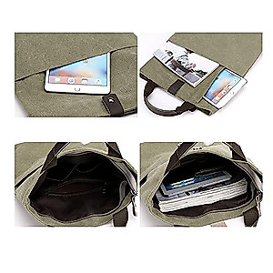 Folding Canvas Crossbody Shoulder Handbag Tote Bags with Adjustable Shoulder Strap Casual Messenger Bag (Coffee)