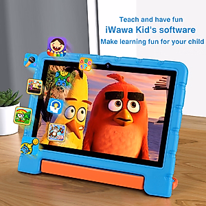 Kids Tablet 10 inch Android 13 Tablets for Kid with Shockproof Case, 12GB+128GB, Octa-Core, 1280 X 800 HD Touchscreen, IWAWA Pre-Installed Parental Control, 2.4G/5G WiFi, 6000mAh, Bluetooth-Blue