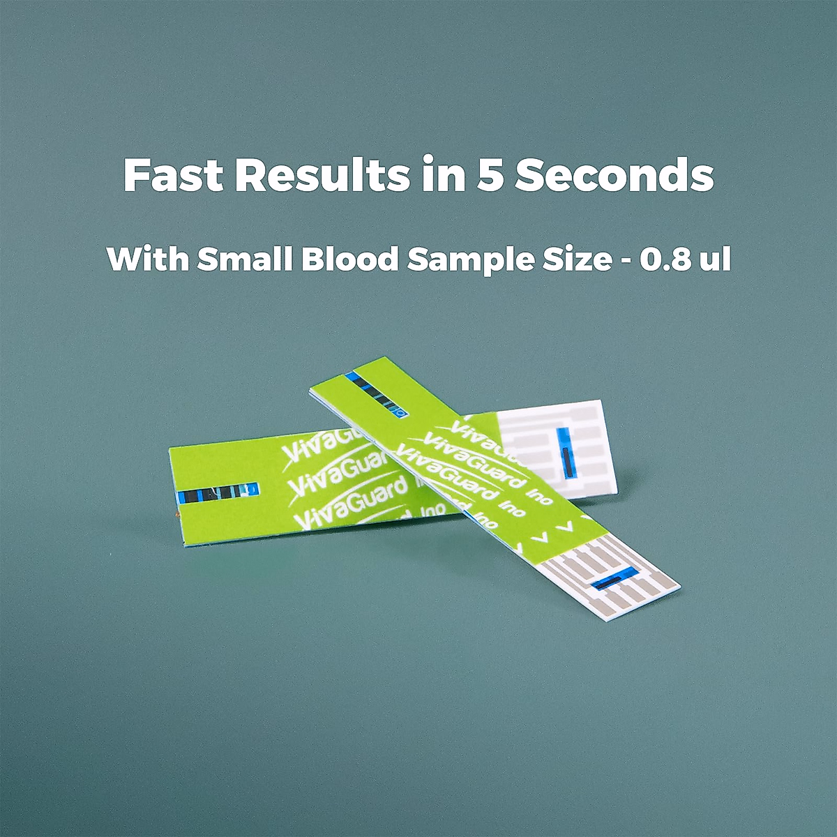 Vivaguard Ino Blood Glucose Test Strips for Diabetes - 100 Counts Accurate Diabetic Test Strips for Monitoring Blood Sugar - Compatible with Vivaguard Ino Glucometers Only, Green