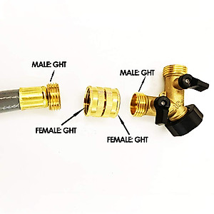 HQMPC Brass Garden Hose Connector Garden Hose Adapter Double Female Swivel Hose Connector 3/4 Inch GHT Brass Connector 4 Pieces