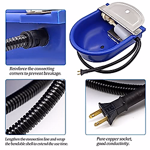 Automatic Livestock Waterer Heated Horse Water Bowl Automatic Cattle Cow Heated Water Bowl Dog Horse Cattle Drinking Bowl Constant Temperature Dispenser with Float Control