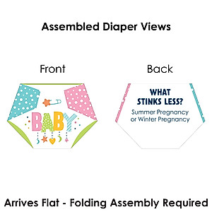 Big Dot of Happiness Colorful Baby Shower - Baby Shower Conversation Starter - 2-in-1 Dirty Diaper Game - Set of 24