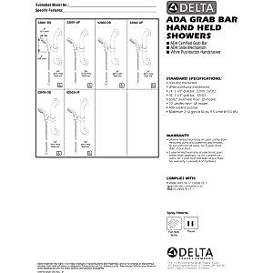 Delta Faucet 2-Spray ADA Grab Bar Adjustable Hand Held Shower with Hose, Stainless 52001-DS