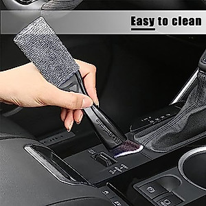 GKmow Pack-1 Car Interior Detailing Brush, Double Head Brush for Car Clean, Soft Multi-Functional Double Ended Portable Dust Brush, Applicable for House, Car Air Vents Crevice, Office (Black)