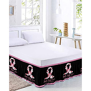 Energy Sympathy Bed Skirt Cal King Size 16 Inch Drop,Adjustable & Elastic Wrap Around Bed Skirts Pleated Dust Ruffles for Twin Full Queen Cal King Bed,Inspirational Positive Healing Thoughts Black