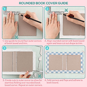 CYFUN DESIGN 5-in-1 Book Cover Guide to Create Sturdy Chipboard Covers,Bookbinding Ruler,Stainless Steel Metal Bookbinding Cover Tool,Scrapbooking Tools Arts Crafts,Scrapbook Cover Maker