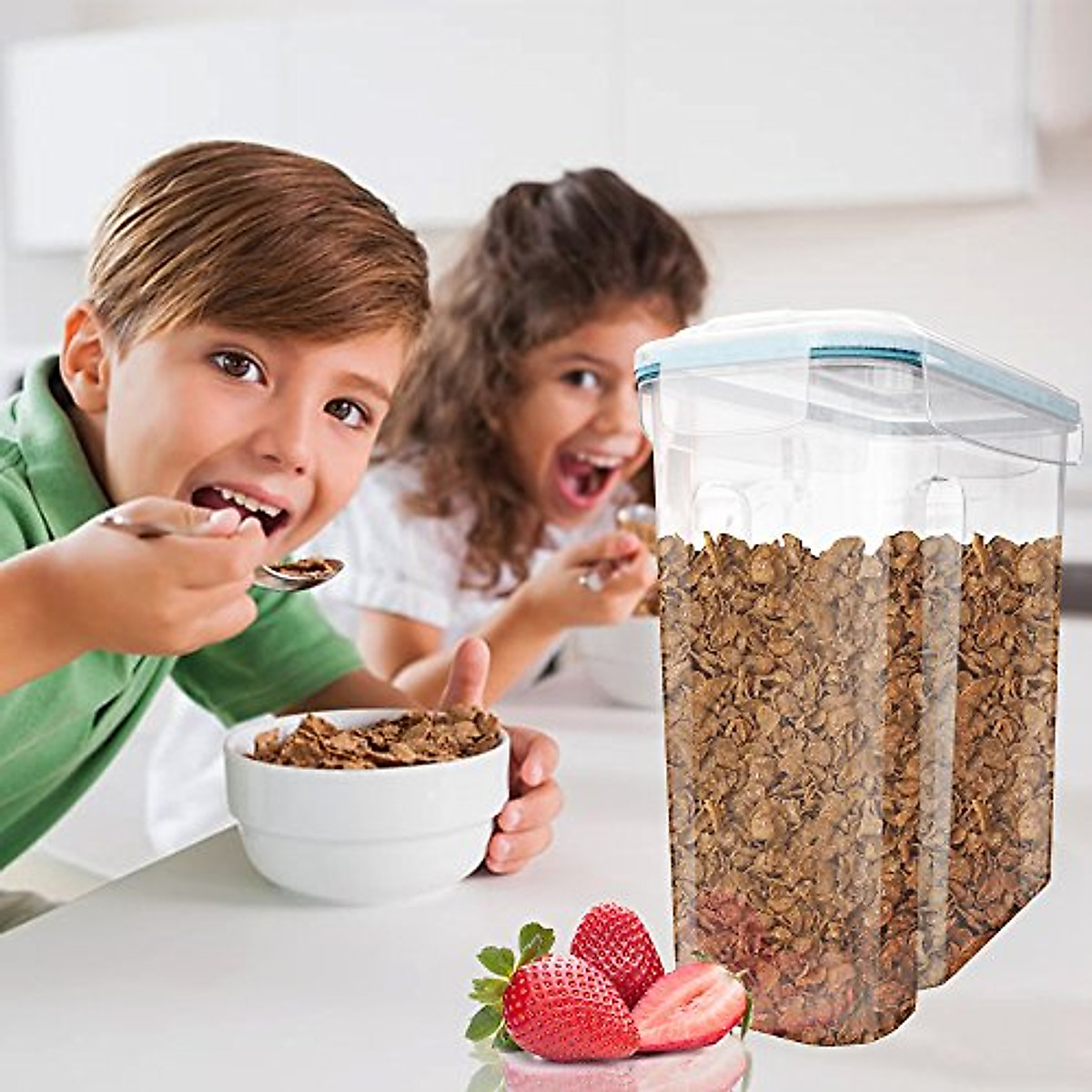 Top Quality Cereal Container Storage Set 3 Pc -135.2oz + 18 Labels & Pen - Airtight Dry Food Keepers - Great For Cereal, Flour, Sugar - BPA Free Dispenser - Shazo …
