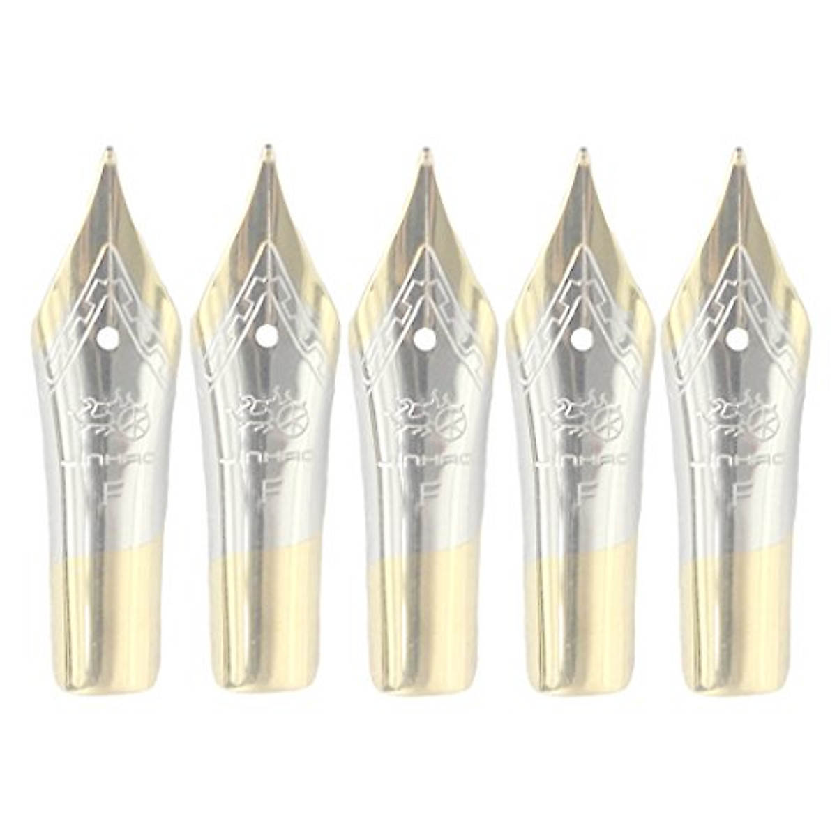Gullor 5PCS Fountain Pen Nibs Fit Jinhao 250/301/500/5099/8802/9009/5000, Gold, Fine Nib