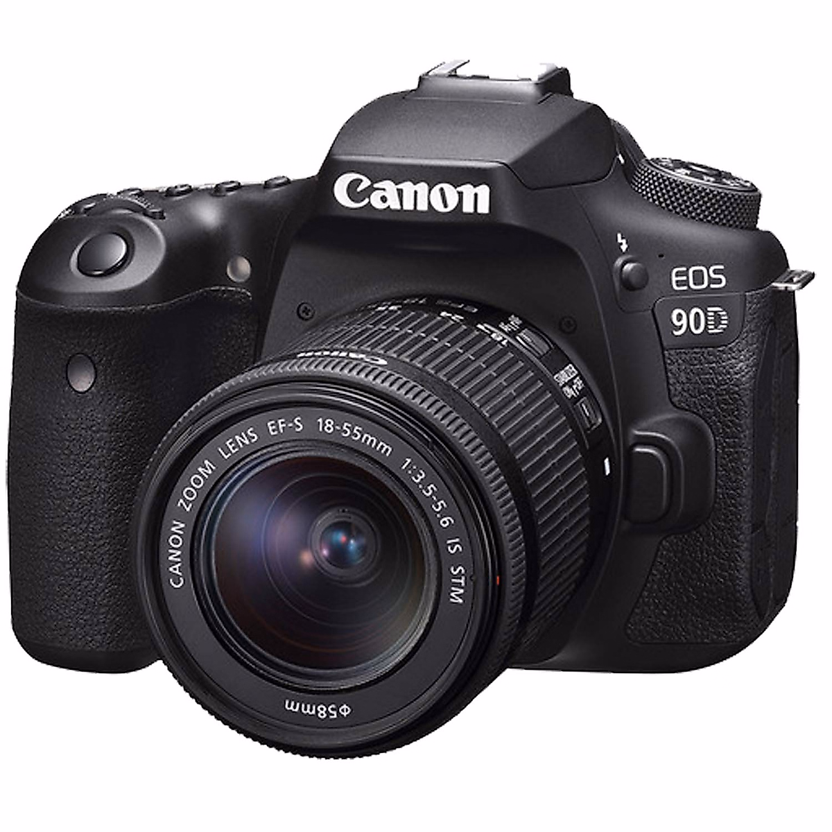 Canon EOS 90D DSLR Camera with EF-S 18-55mm f/4-5.6 is STM + EF 75-300mm f/4-5.6 III + 500mm f/8 Focus + 650-1300mm f/8 Zoom Lenses + 2 Pc 64GB Memory Cards + Tripod + Case + Flash & More