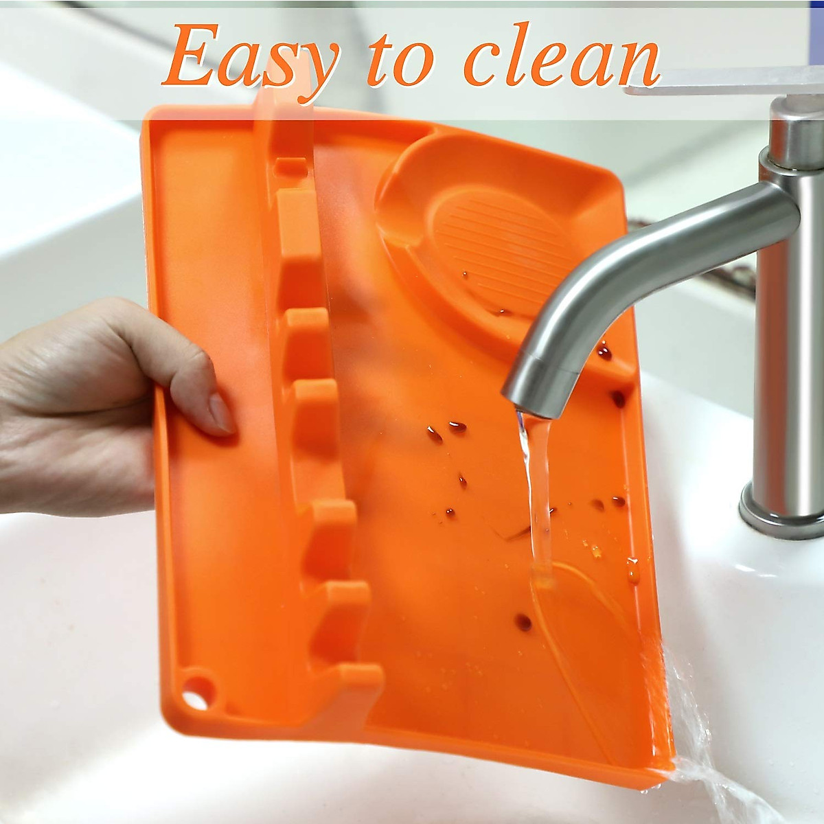 Lyrepie Upgrade Silicone Spoon Rest with Drip Pad, Silicone Utensil Rest Heat-Resistant, Spoon Holder for Kitchen Counter or Stove Top（Spoons are Not Included）