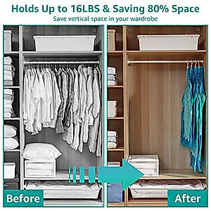 LEVERLOC Hanging Vacuum Storage Bags, Set of 4 Space Saver Bags for Clothes, Vacuum Sealed Garment Bags for Suits, Coats, Jackets, 80% Space Saving, 2 Long 2 Short