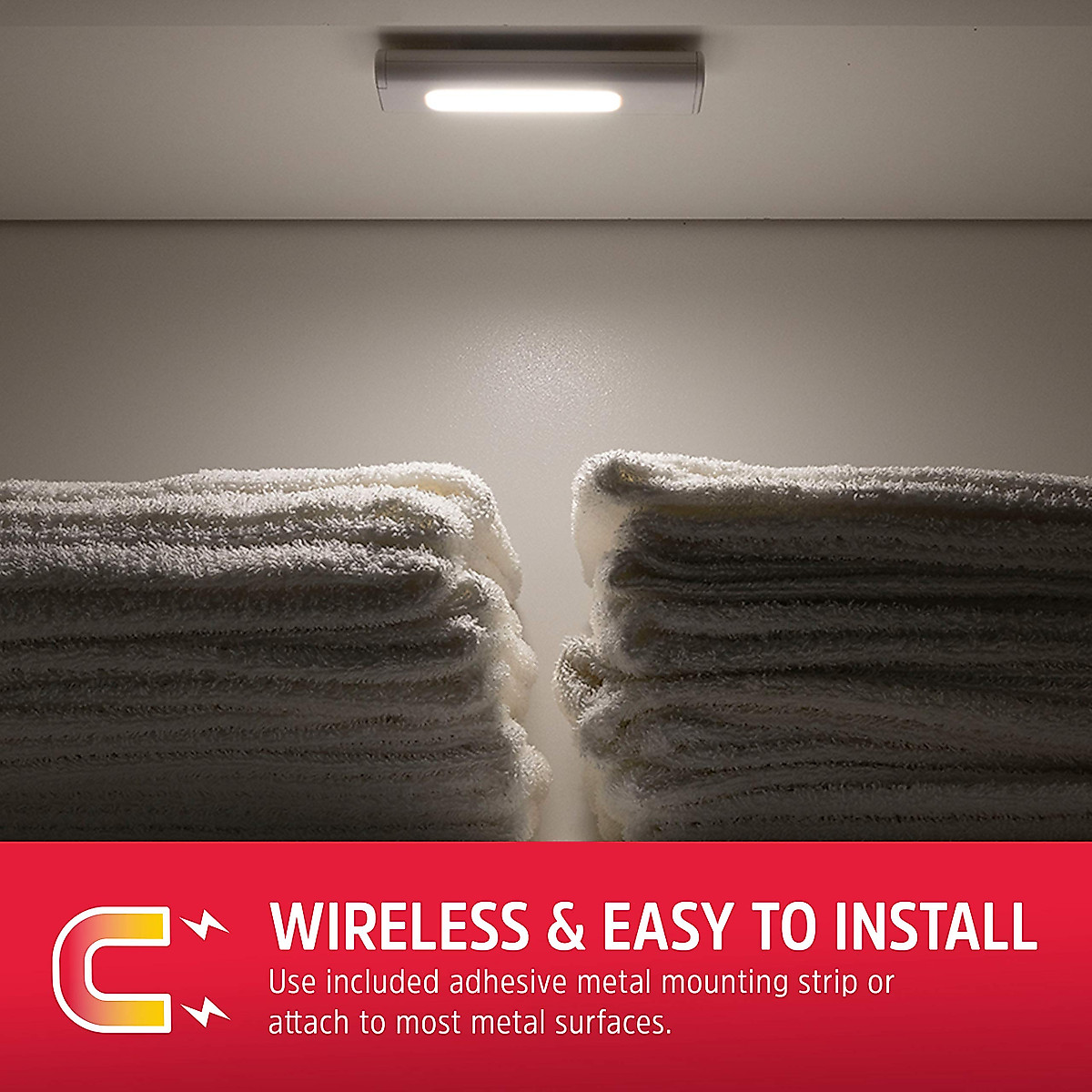 Energizer LED Under Cabinet Light, Battery Operated, Dimmable, Manual On/Off, Wireless, Wall Magnet Mount, Under The Counter Lights, Stick on Light, 45454