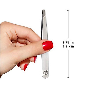 Professional Tweezers Diamond Slant Tip - Diamond Tip Tweezers for Men & Women - High Precision Design for Face, Eyebrow, Hair & Grooming - Stainless Steel Handmade Beauty Tool
