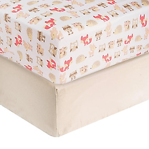 Tadpoles 2-Piece Woodland Creatures Crib Sheets | Collection of 2 Fitted Crib Sheets | 100% Brushed Microfiber Polyester | Soft, Smooth & Durable | Ideal for Babies | Woodland/Multicolor
